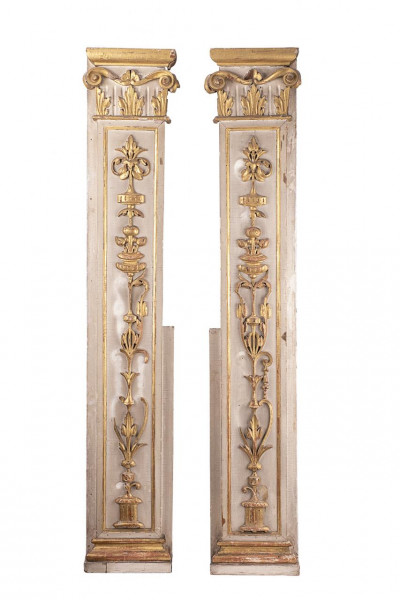 Pareja de pilastras en madera dorada y - auctions & price archive